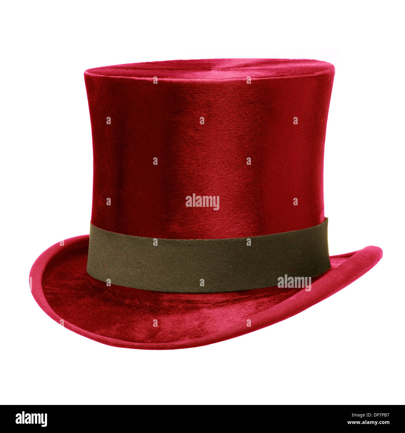 Red Top Hat with brown band, isolated against white background Stock ...