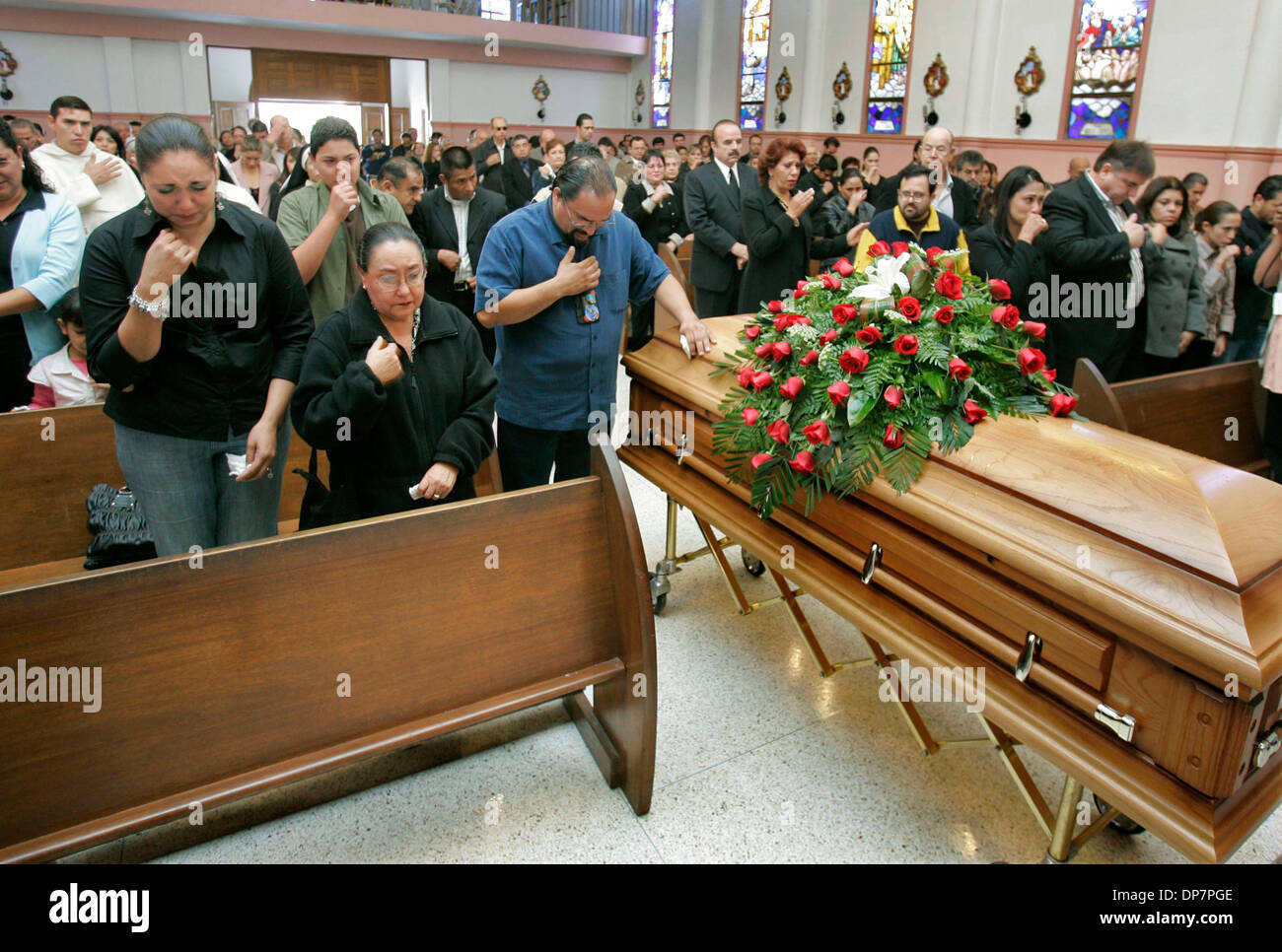 Nov 24, 2006; Tijuana, MEXICO; The casket of Jesus Blancornelas stands ...