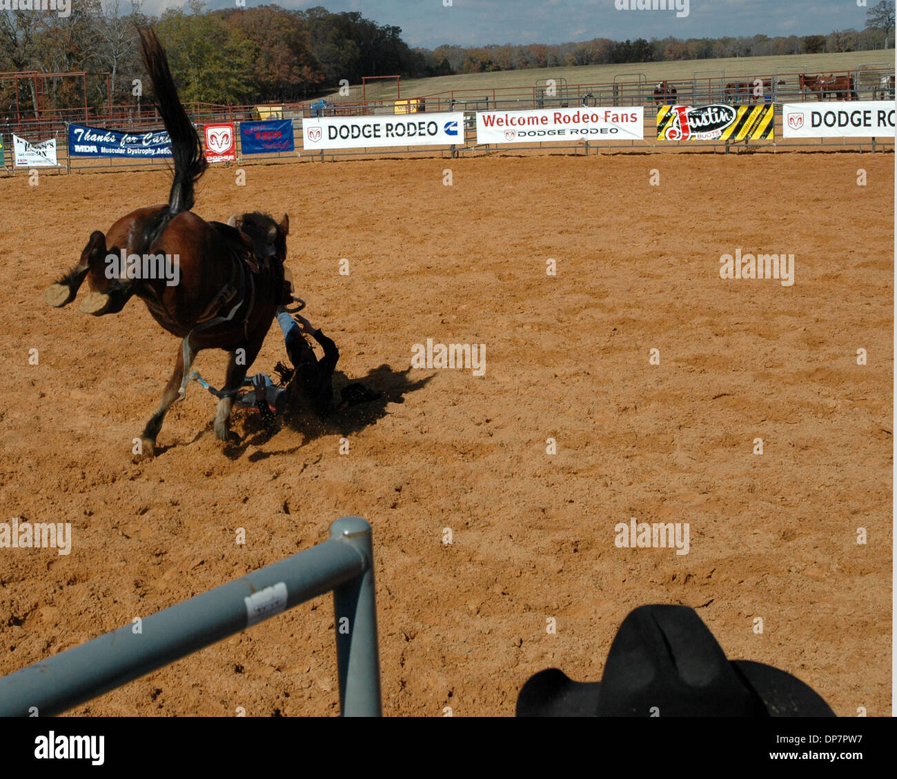 Nov 27, 2006; Malakoff, TX, USA; A young bareback rider learns the hard ...