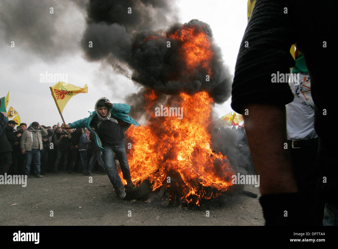 Mar 03, 2006; Istanbul, TURKEY; Turkish Kurds shout "Biji serok Apo" or ...