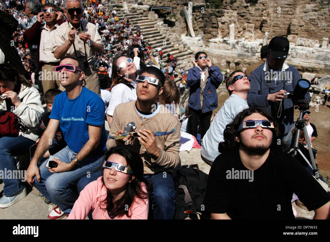 Mar 29, 2006; Side, Turkey; Local Turks view stages of the full solar ...