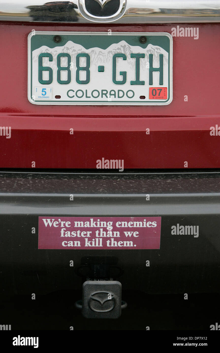 Oct 20, 2006; Denver, CO, USA; License plate in Denver Colorado ...