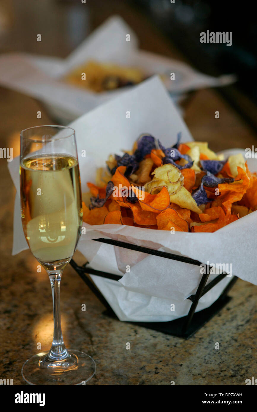 Nov 29, 2006; San Diego, CA, USA; Colorful fried chips and champagne ...