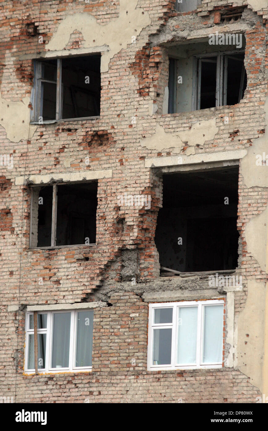 Grozny - Chechnya - chechnyan capital is still ruined.Damaged building ...