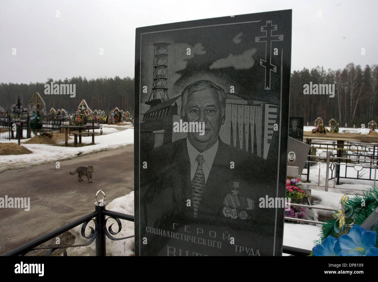 A tomb of the Chernobyl catastrophe rescue team member who died of ...