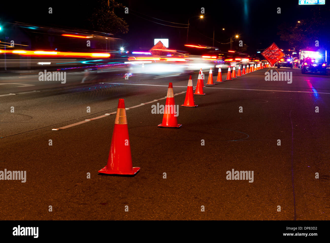 Police traffic cones hi-res stock photography and images - Alamy