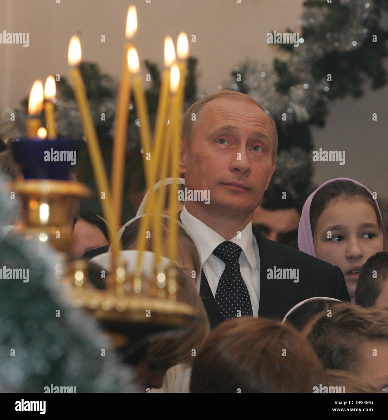 Russian president Vladimir Putin at the Orthodox Christmas church ...
