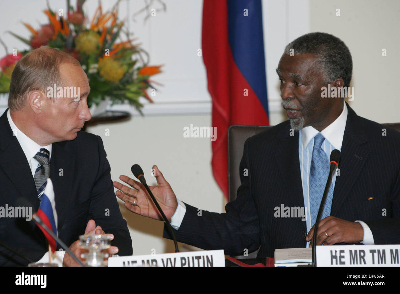 Vladimir Putin and Thabo Mbeki.Russian President Vladimir Putin, on the ...