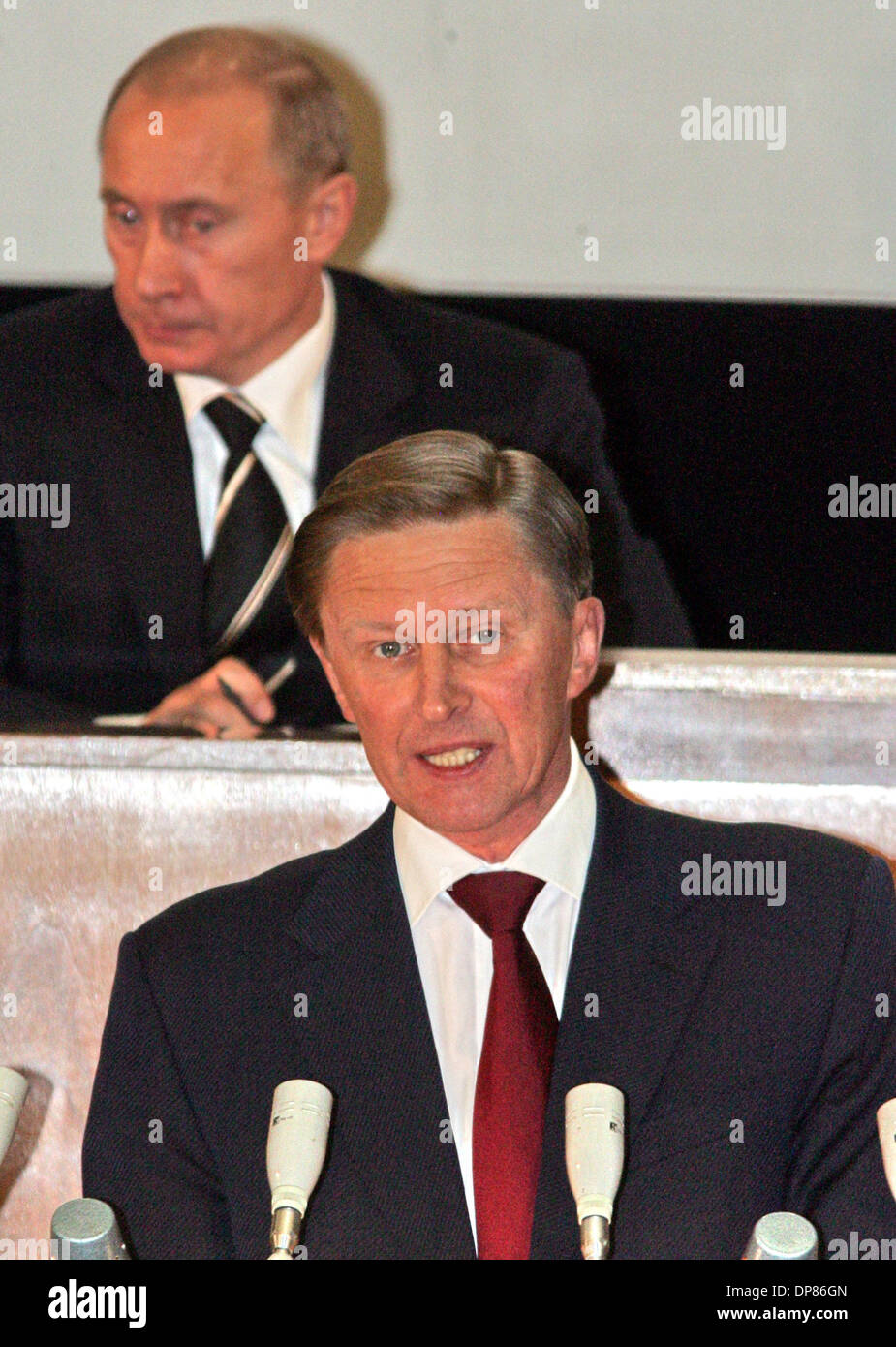 (l-r)Vladimir Putin and Russian Defence Minister Sergei Ivanov (making ...