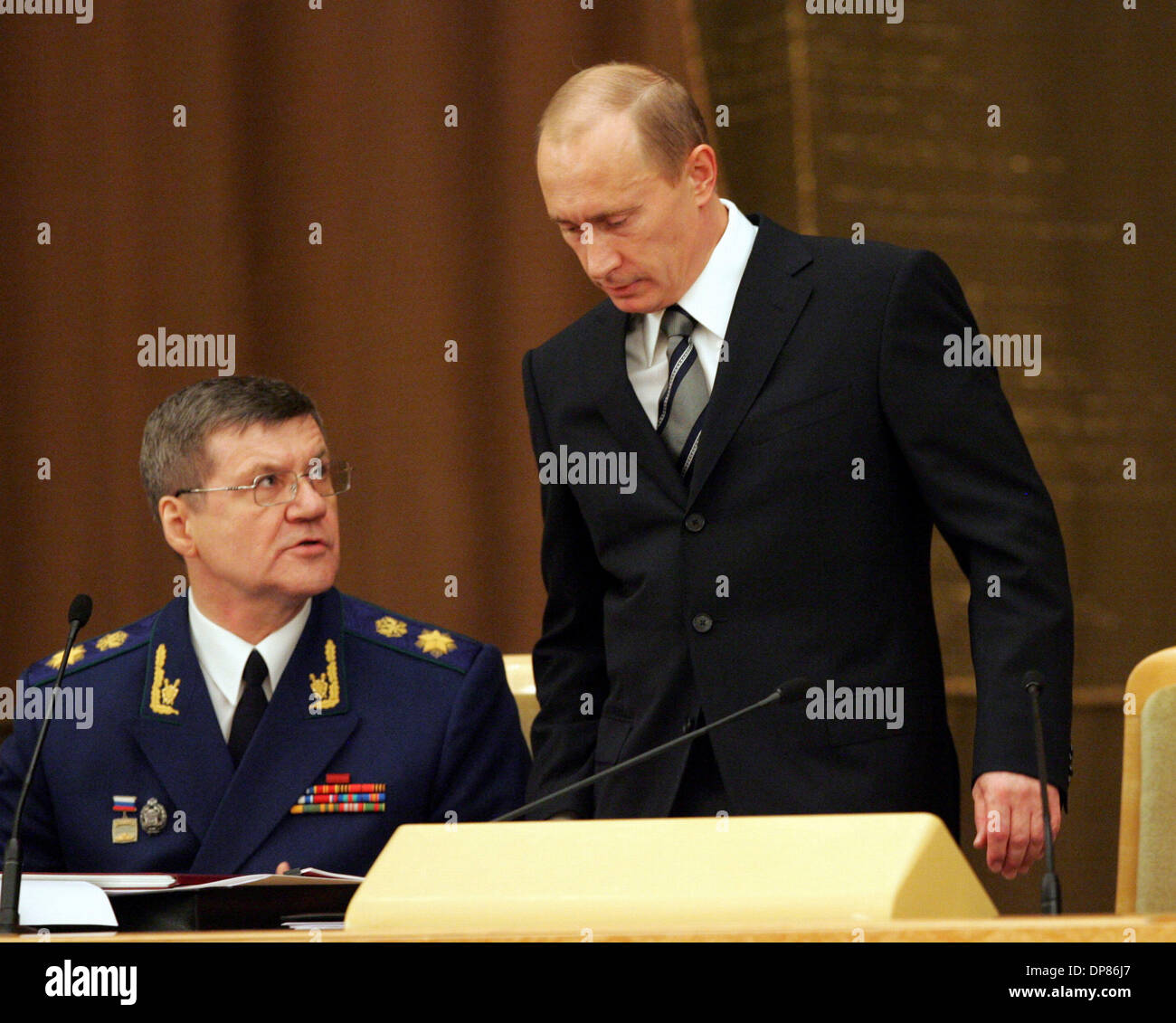 Vladimir Putin with Procurator General Yuri Chaika at the meeting with ...