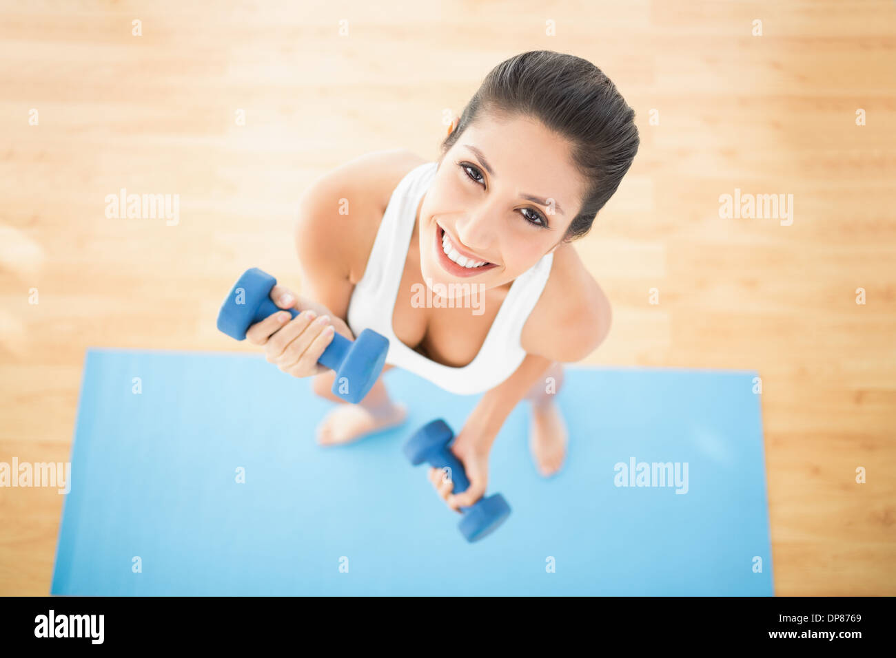 Woman portrait exercise blue hi-res stock photography and images - Alamy