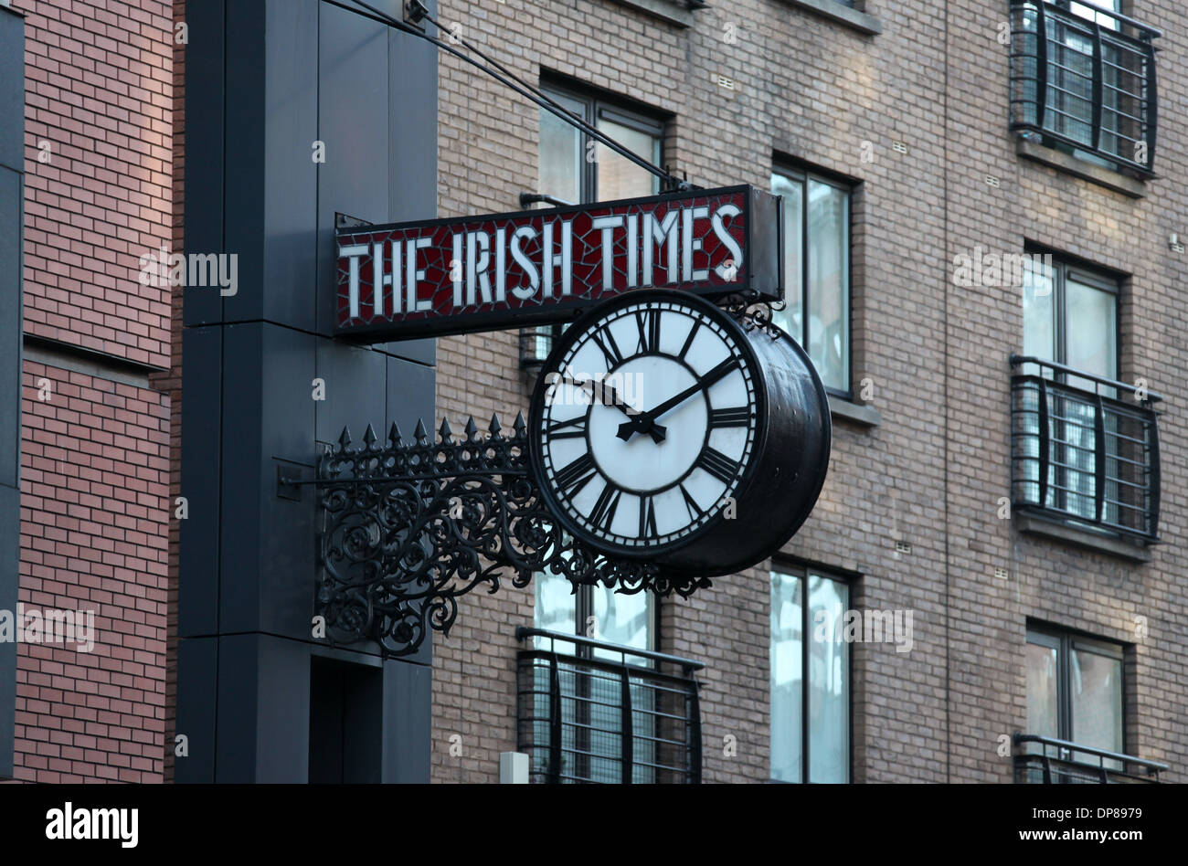The Irish Times Clock on its Headquarters in Dublin Stock Photo - Alamy