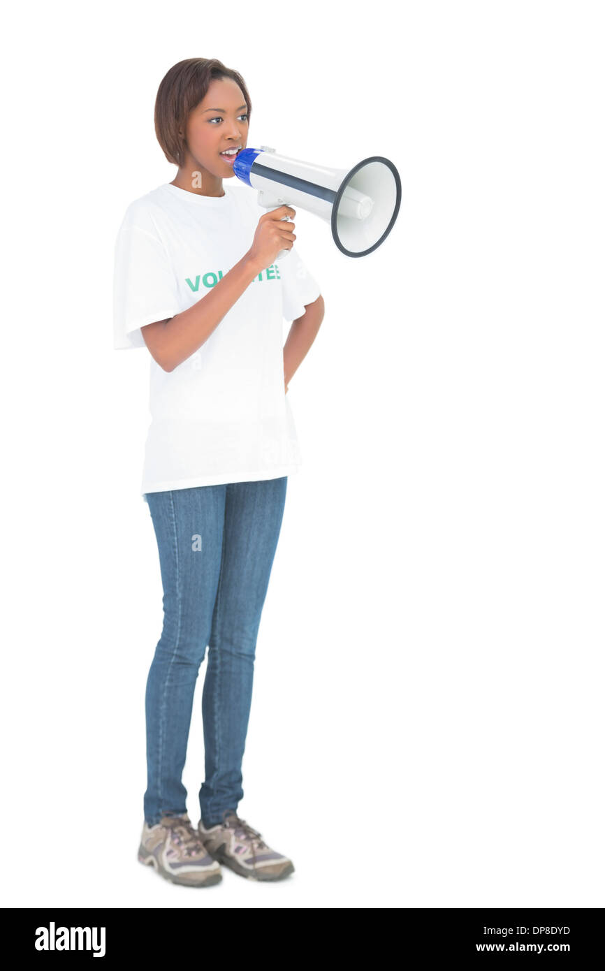 Woman shouting in megaphone hi-res stock photography and images - Alamy