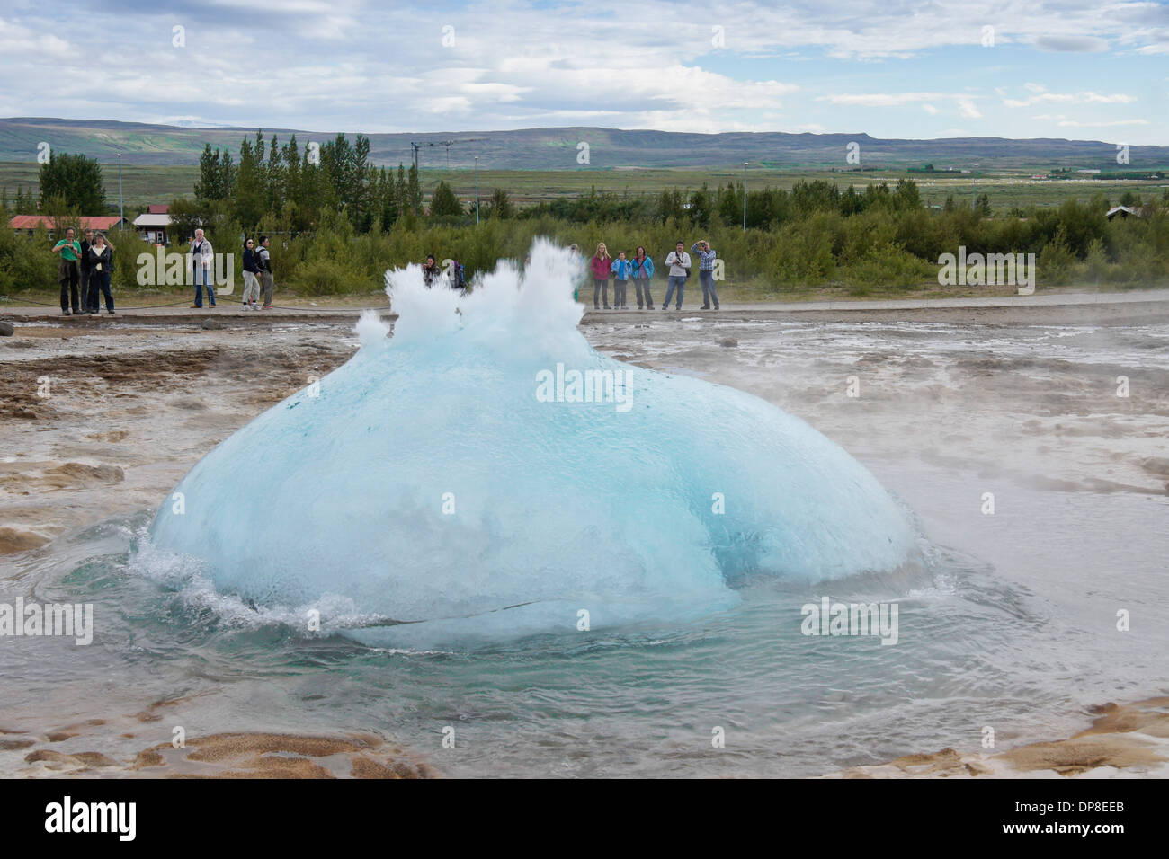 Strokkur Geyser blue bubble erupting, Geysir, Iceland Stock Photo - Alamy