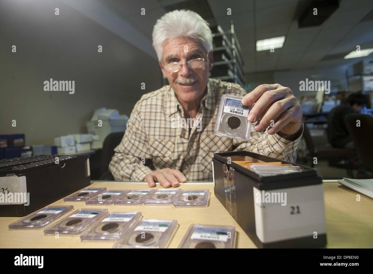 Los Angeles, California, USA. 23rd Dec, 2013. Gold coin auctioneer Ira ...