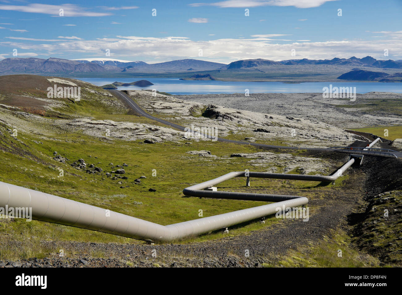Pipeline from Nesjavellir geothermal power station at Lake ...