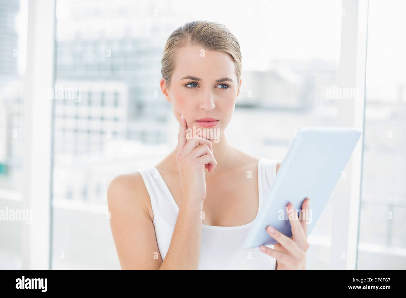 Stern woman and computer hi-res stock photography and images - Alamy