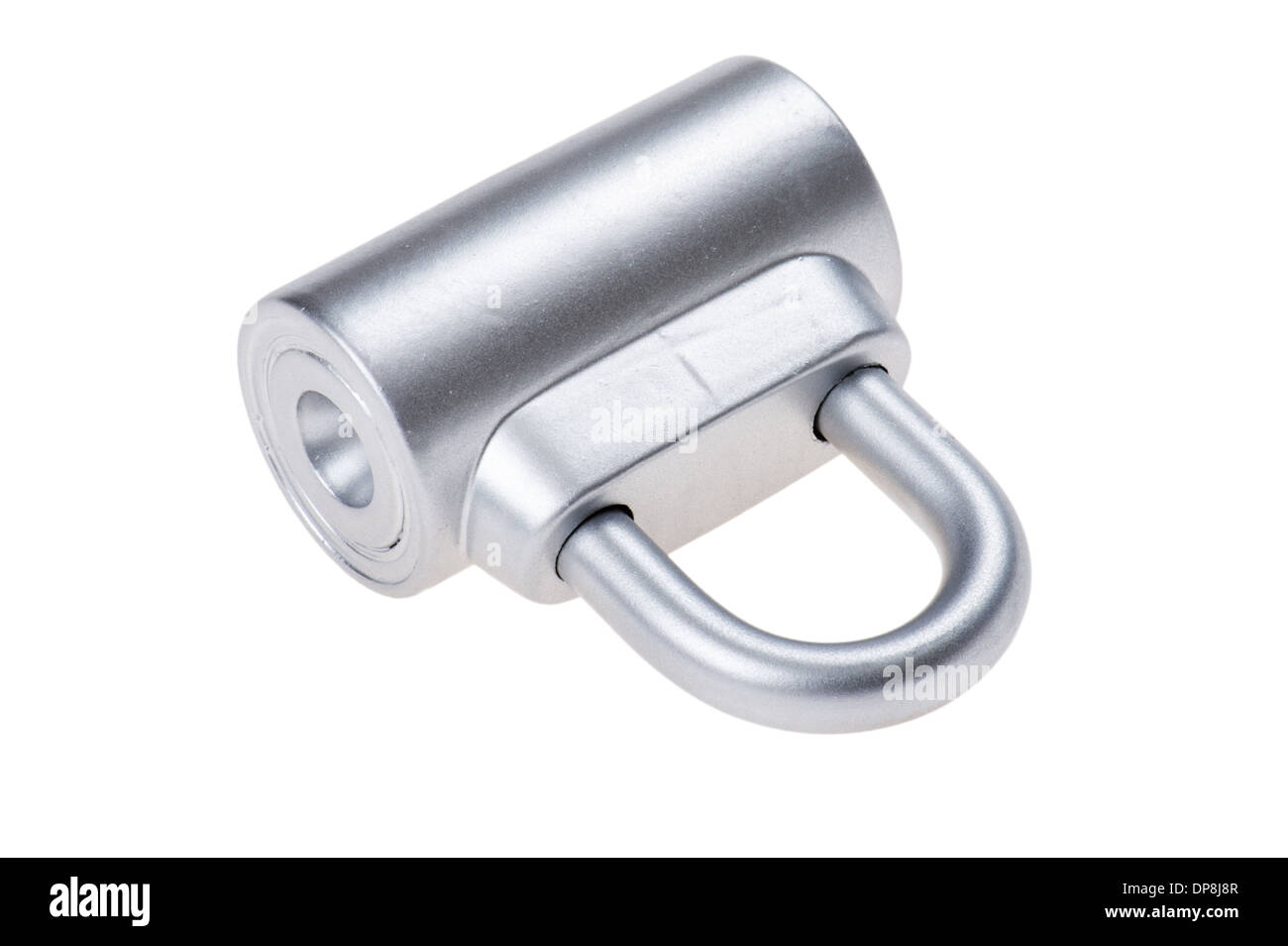 chrome metal padlock - on white background Stock Photo - Alamy