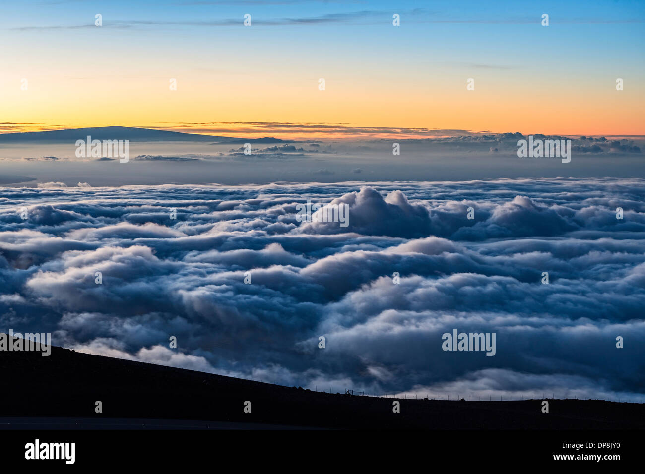 Sunrise from the summit of Haleakala Volcano in Maui, Hawaii Stock ...