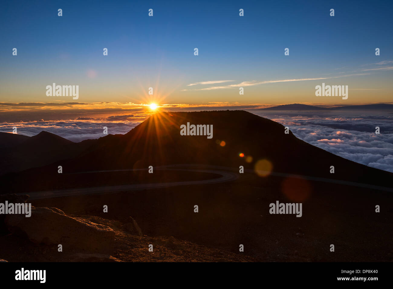 Sunrise from the summit of Haleakala Volcano in Maui, Hawaii Stock ...