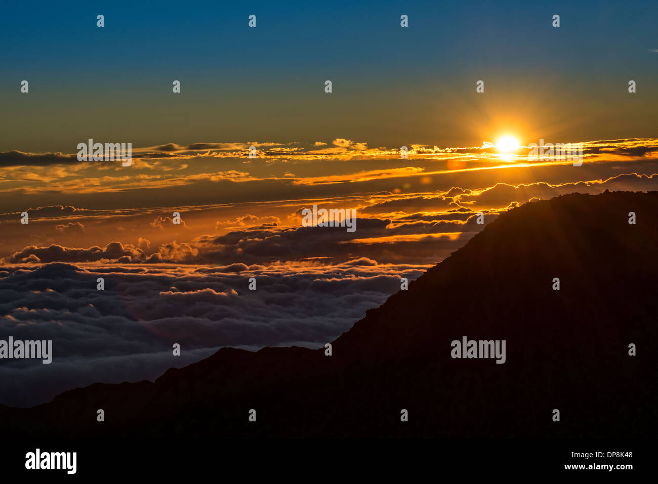 Sunrise from the summit of Haleakala Volcano in Maui, Hawaii Stock ...