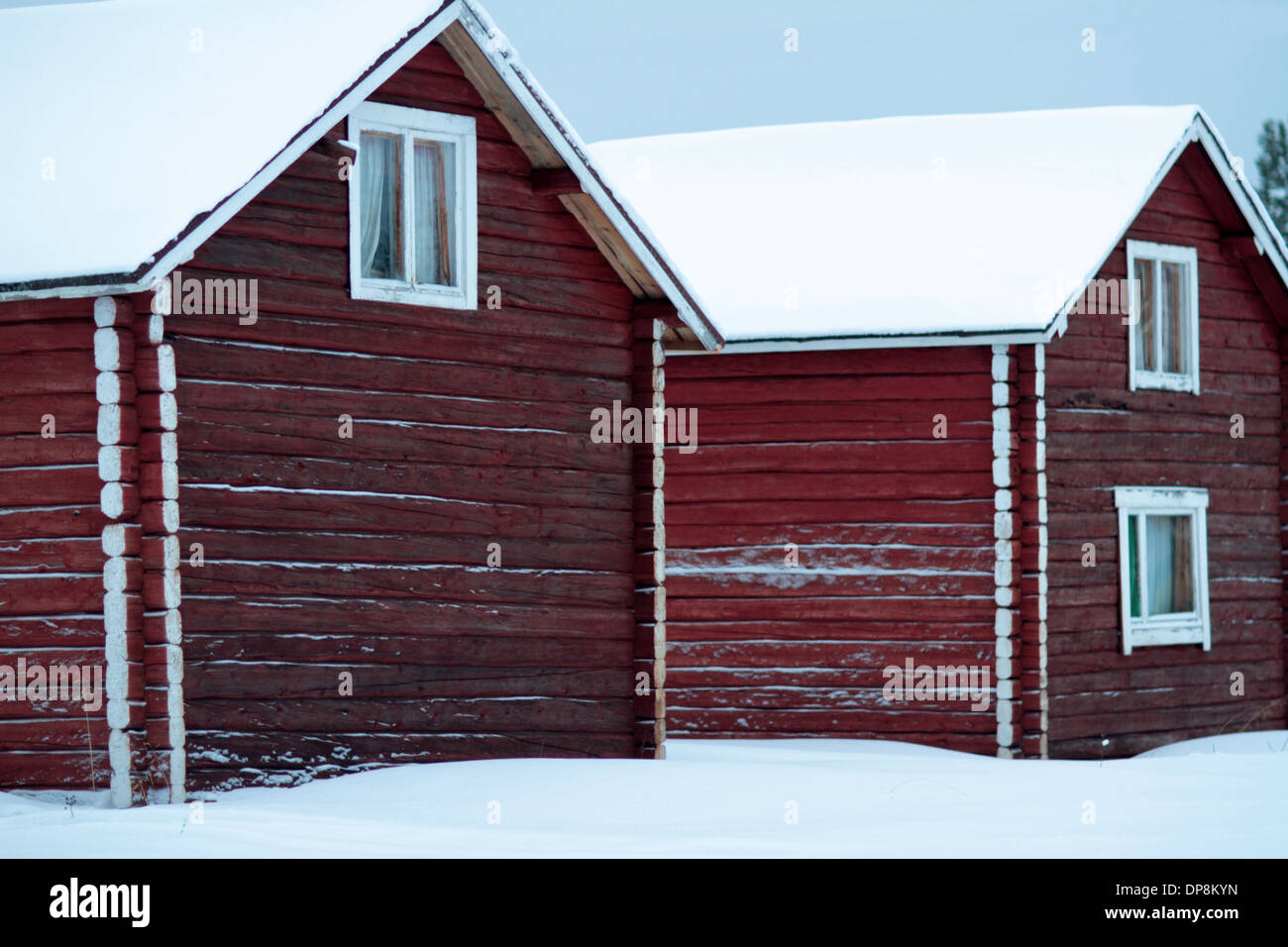 wooden house in the winter with snow Stock Photo - Alamy