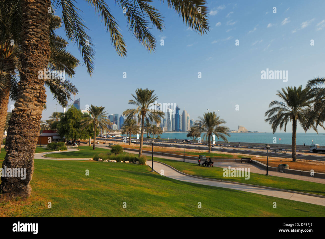 Doha, Qatar: Recreational parks are commonplace along the Corniche in ...