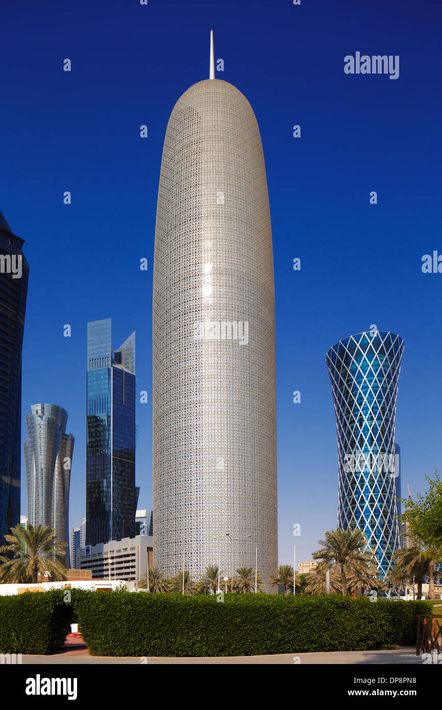 Doha Tower, also known as the Burj Doha is an iconic high rise tower ...