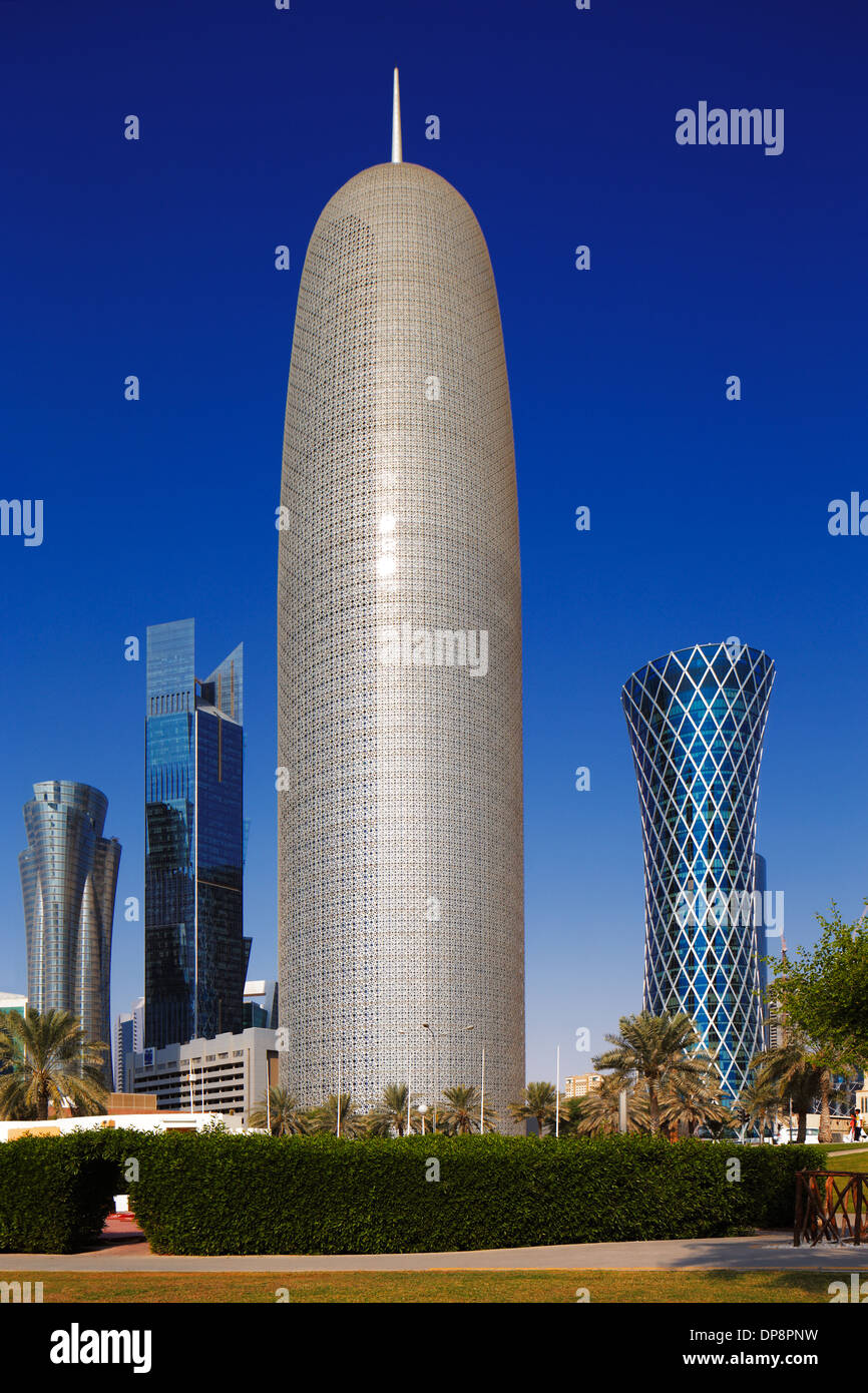Doha Tower, also known as the Burj Doha is an iconic high rise tower ...
