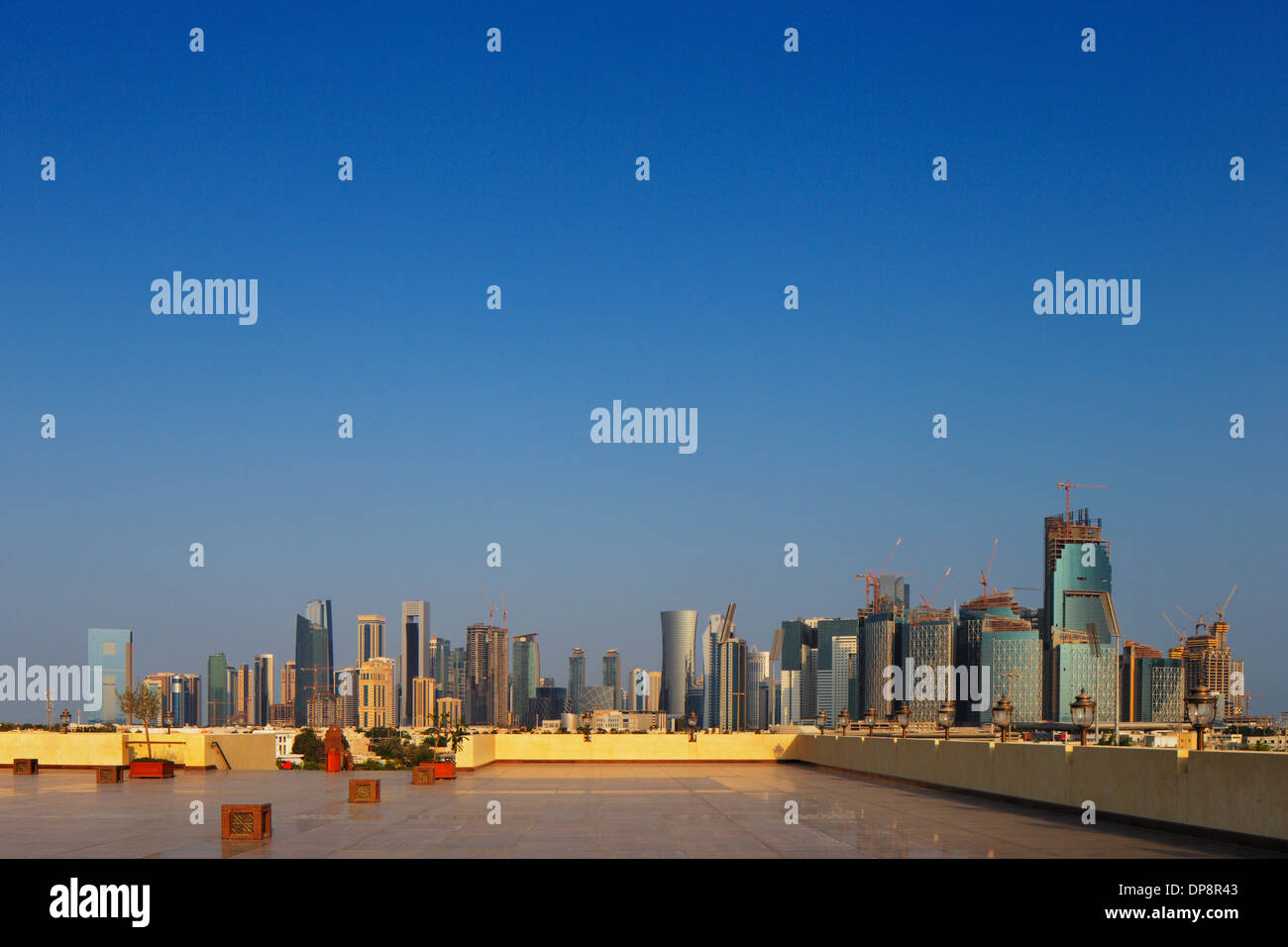 Doha, Qatar: The West Bay City skyline as viewed from The Grand Mosque ...