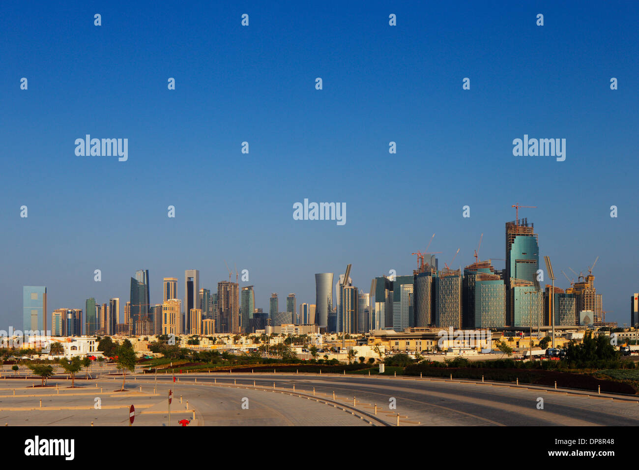 Doha, Qatar: The West Bay City skyline as viewed from The Grand Mosque ...