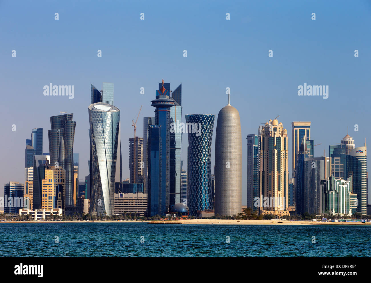Doha, Qatar: The West Bay City skyline as viewed from The Grand Mosque ...