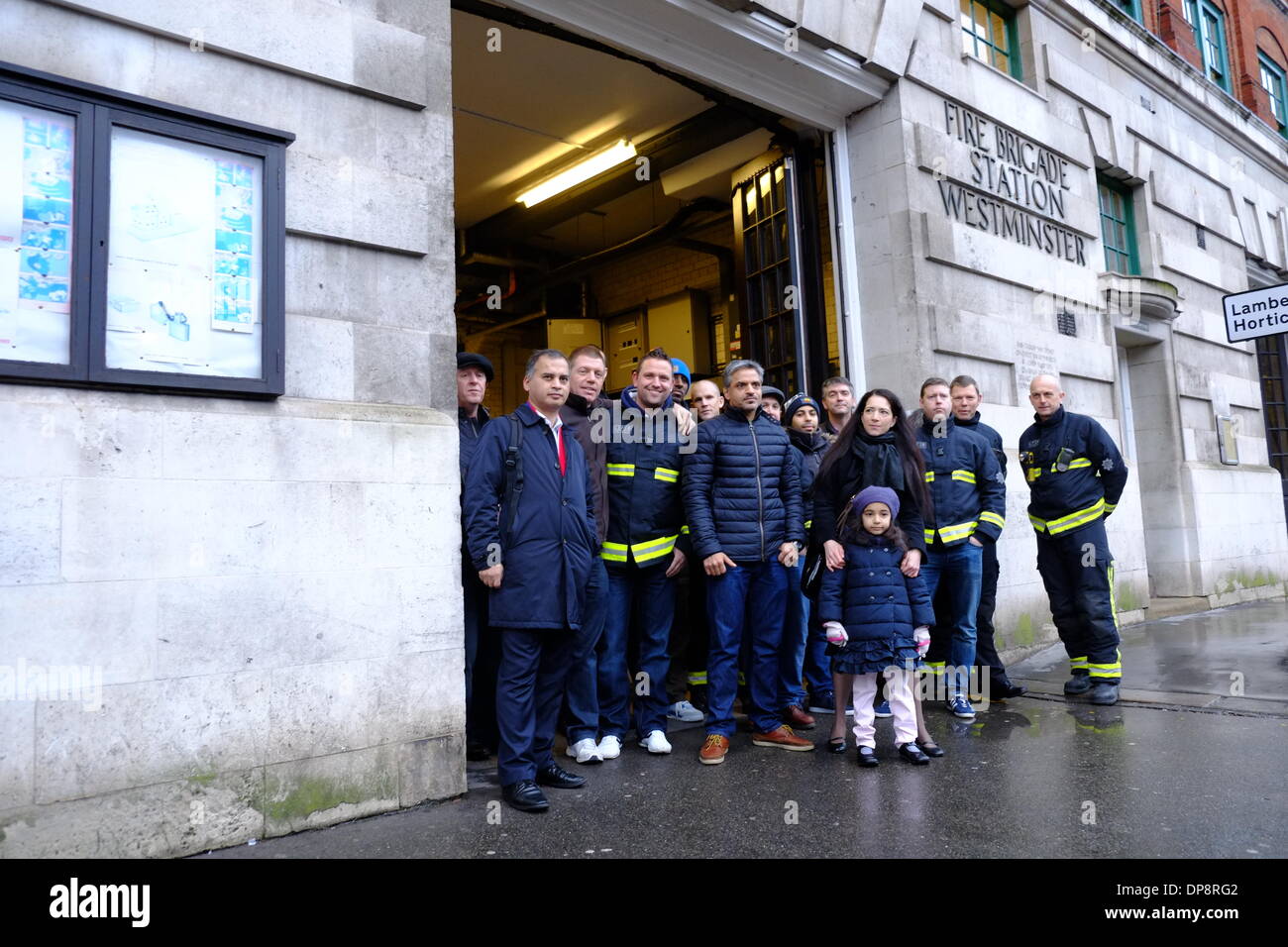 London, UK. 09th Jan, 2014. Fire Brigade staff and supporters gather at ...