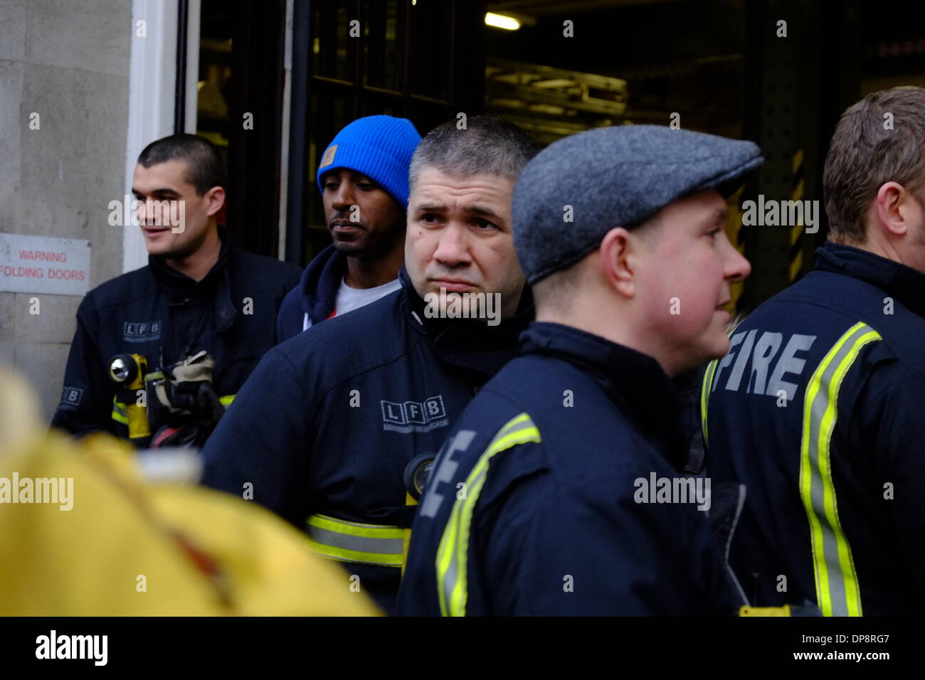 London, UK. 09th Jan, 2014. Fire Brigade staff and supporters gather at ...