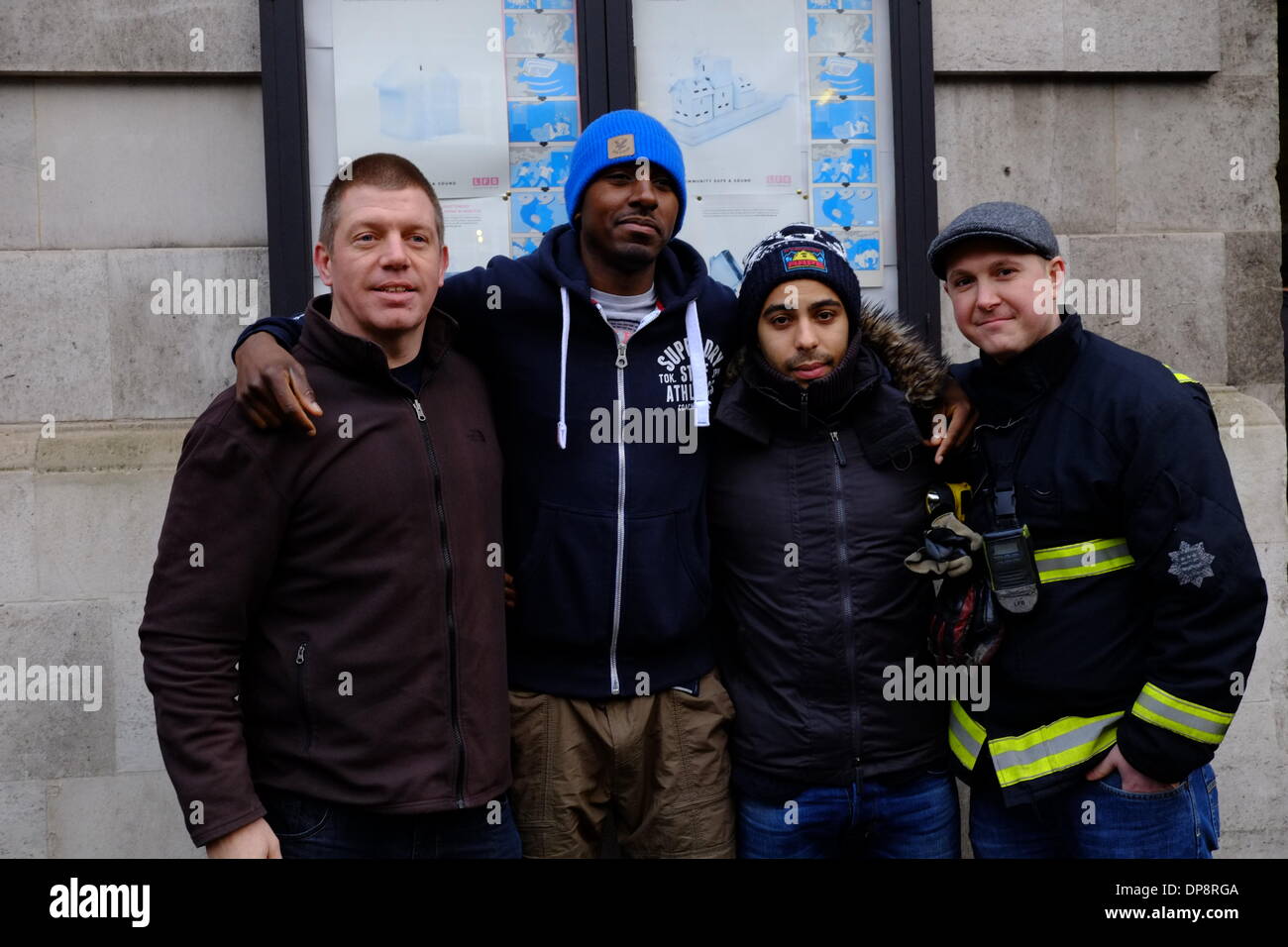 London, UK. 09th Jan, 2014. Fire Brigade staff and supporters gather at ...