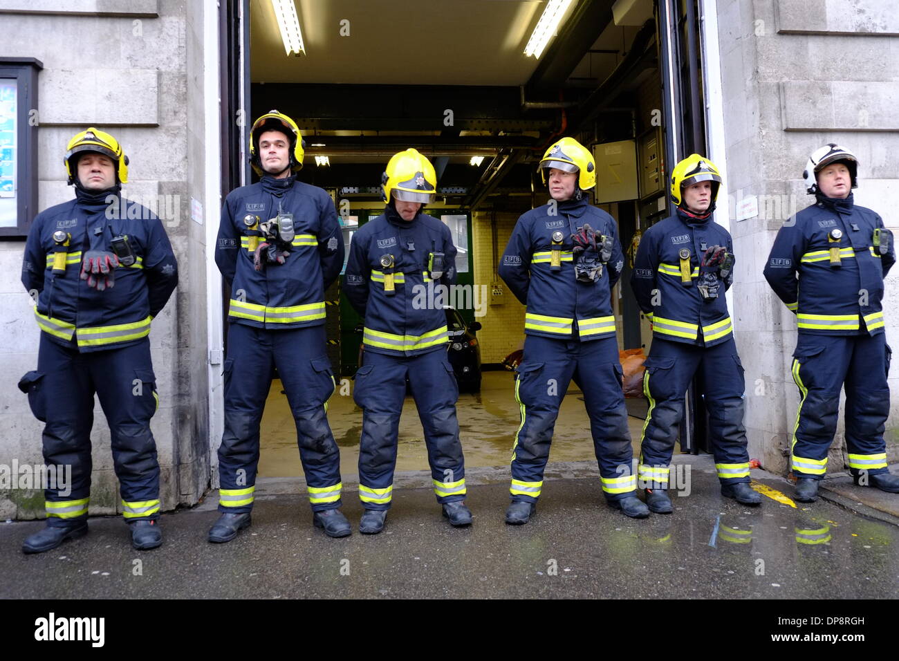 London, UK. 09th Jan, 2014. Green watch have the last roll call. Fire ...