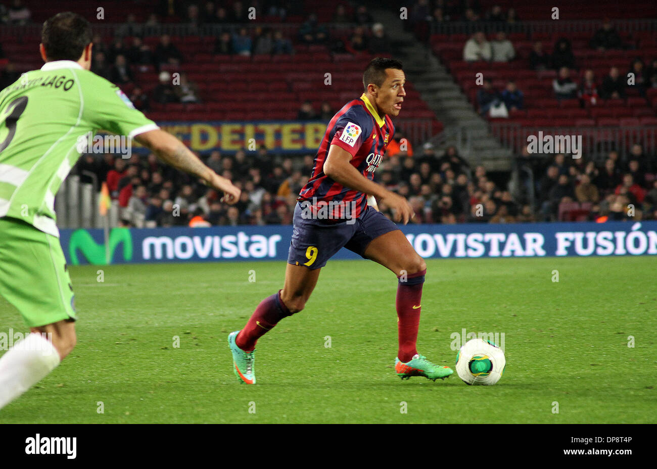 Barcelona, Spain. 08th Jan, 2014. Alexis during the Copa del Rey game ...