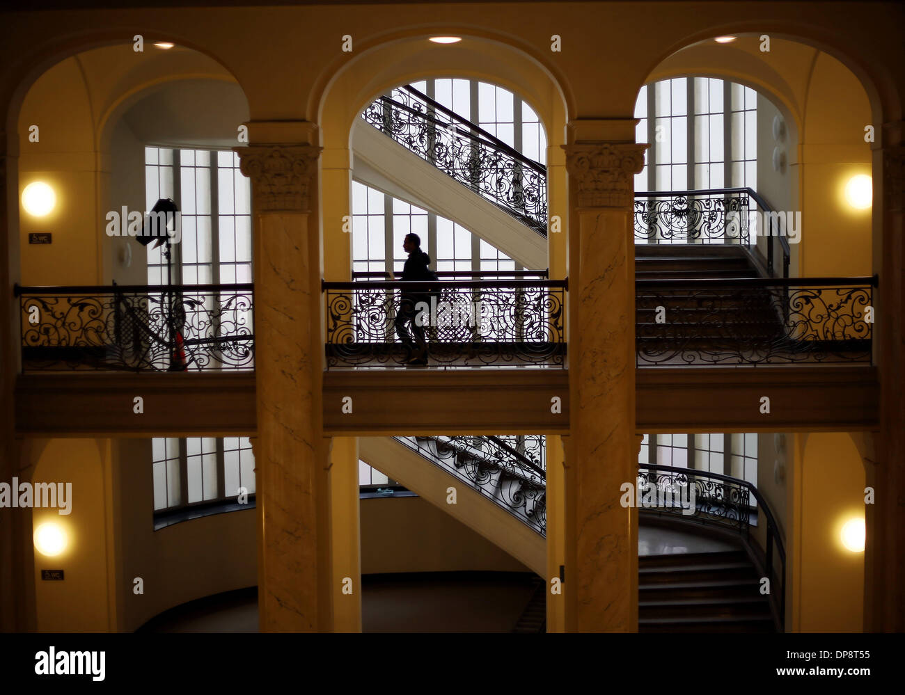 Cologne, Germany. 09th Jan, 2014. A man walks through the corridors of ...