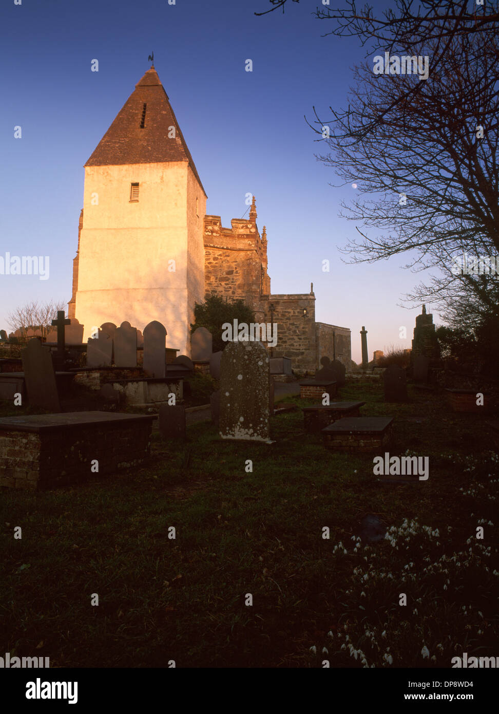 Llaneilian Church, Anglesey, showing the C12th west tower with its ...