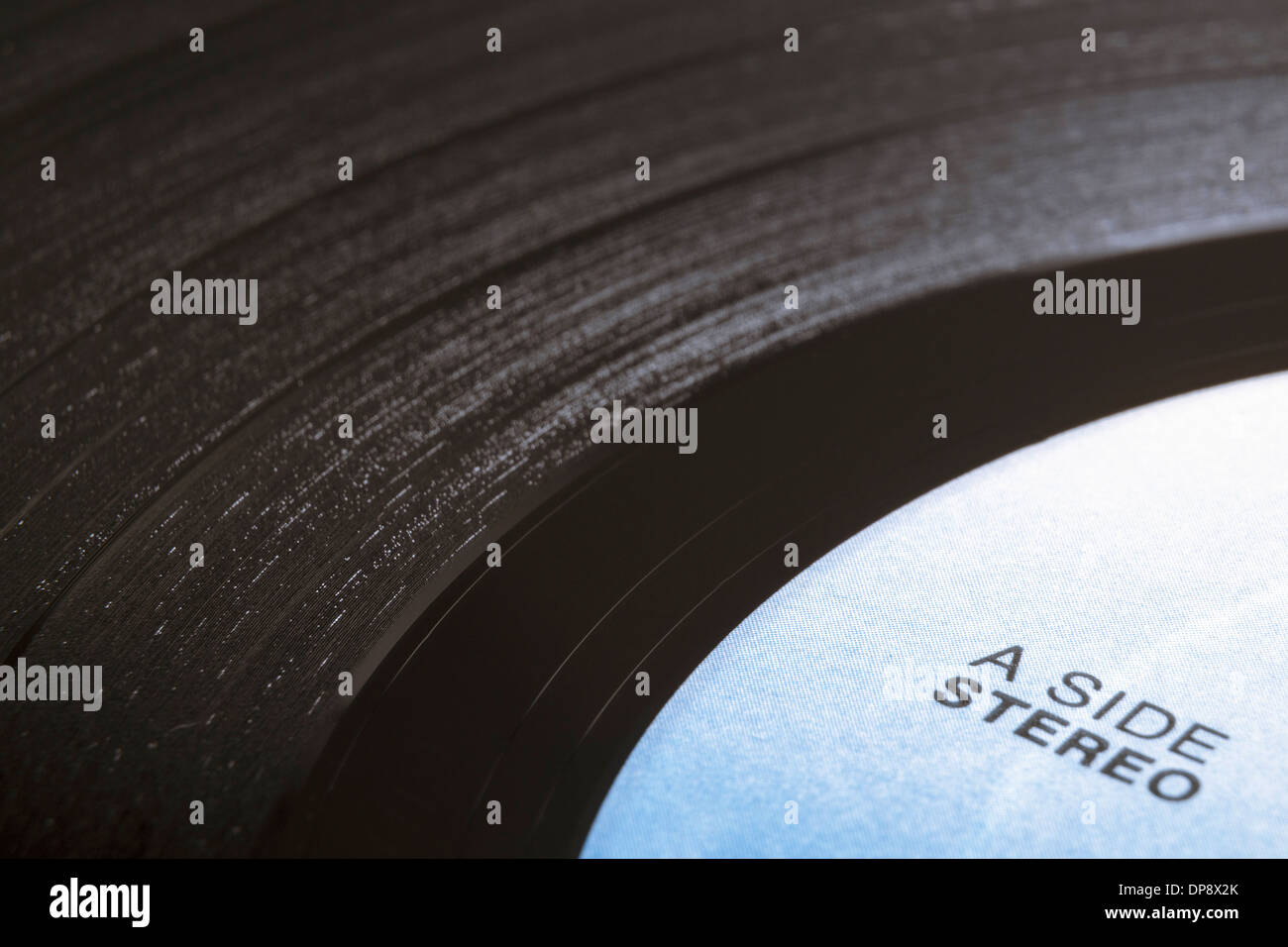 vinyl disk fragment with stereo label Stock Photo - Alamy