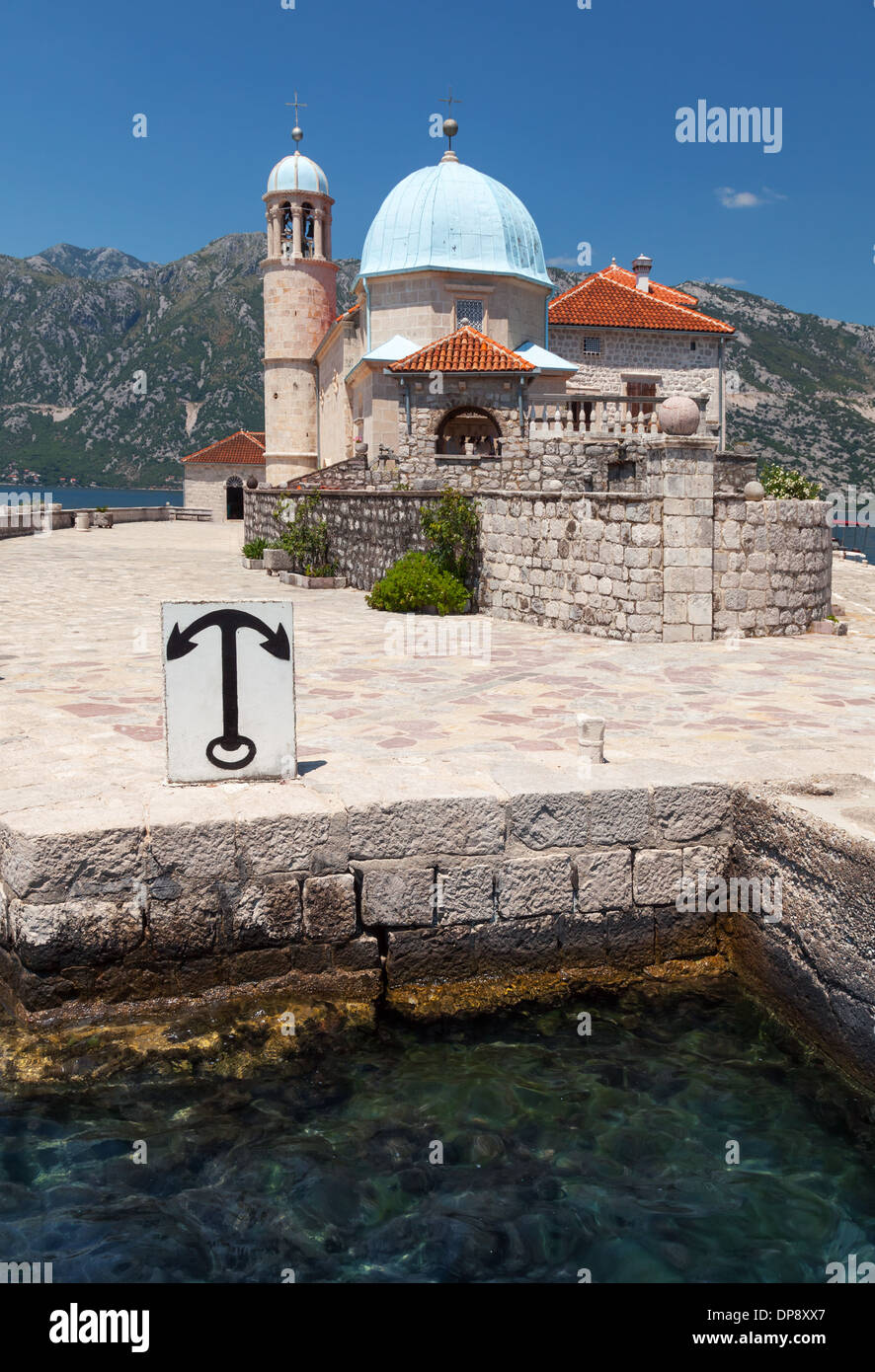 Ancient church on small island in Bay of Kotor, Montenegro Stock Photo ...