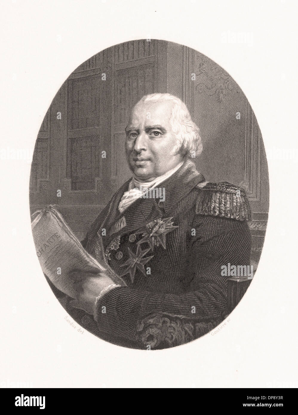 Louis XVIII King of the French - French Engraving XIX th Century Stock ...