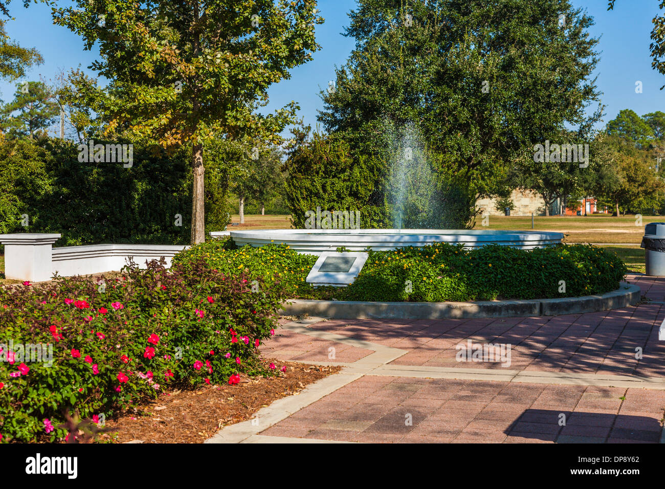 Fountain in park at south end of the Foley Antique Rose Trail in Foley ...
