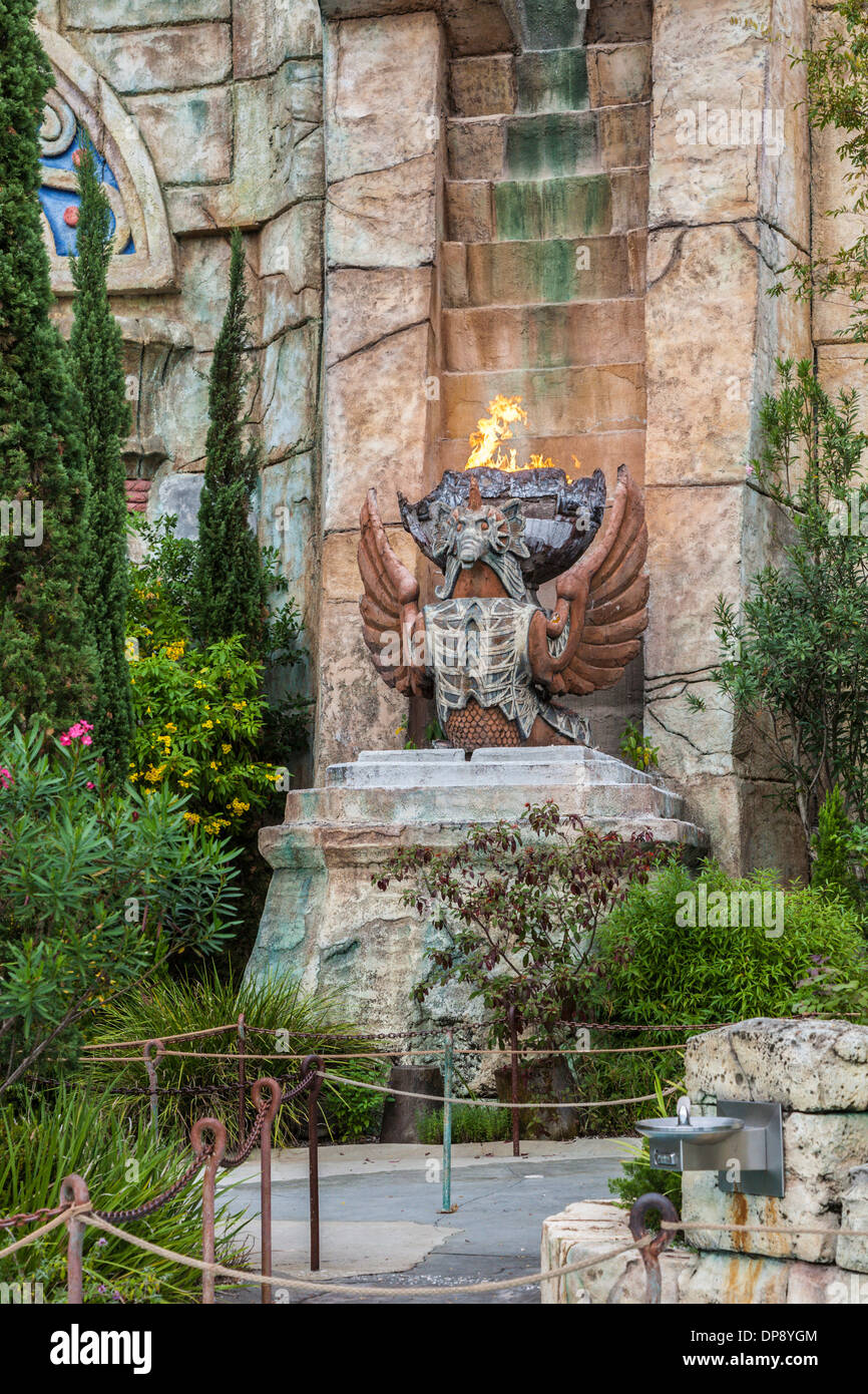 Statue outside the Poseidon's Fury attraction in The Lost Continent at ...