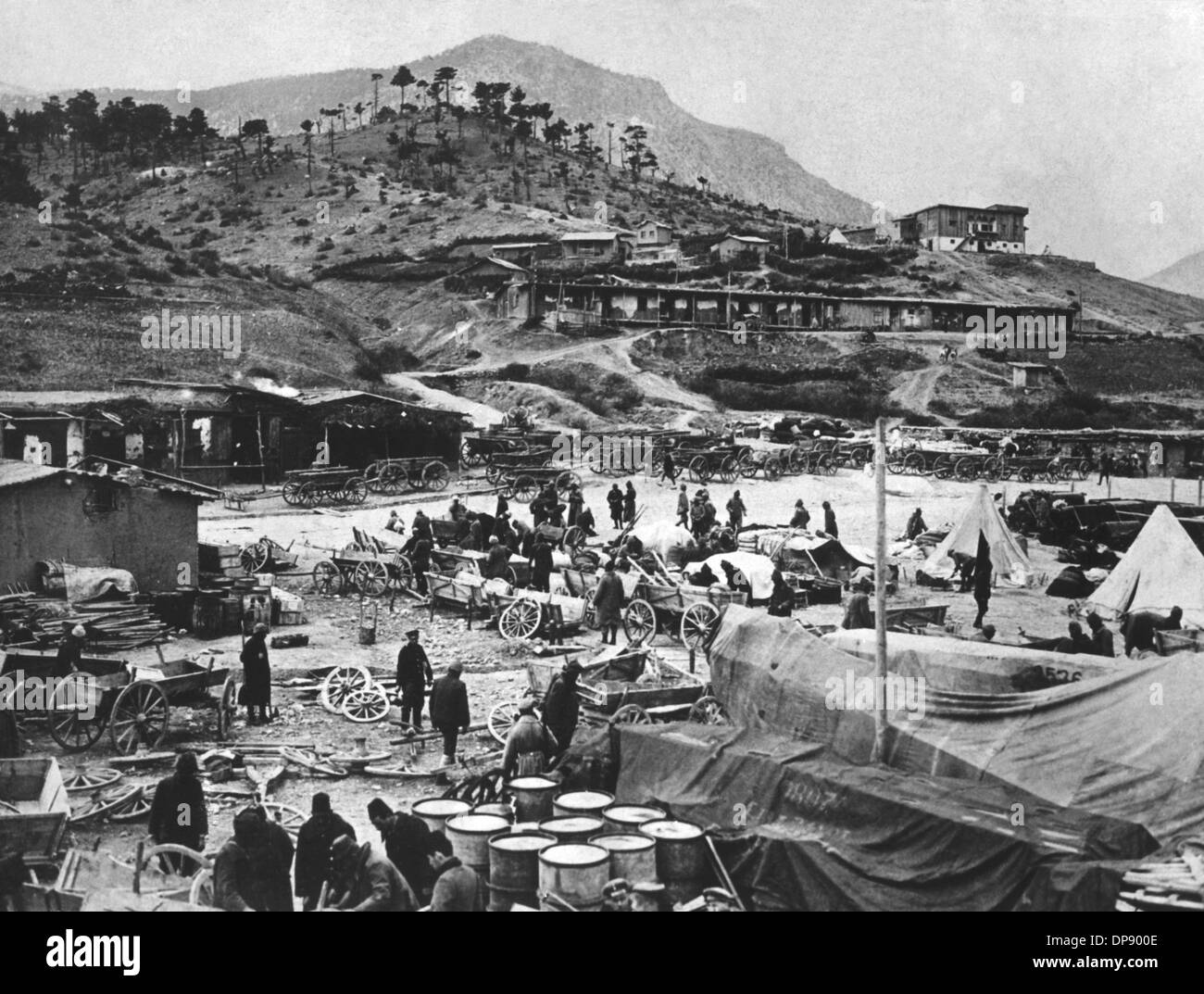 A Turkish camp during World War I. Turkey joined the war to fight at ...