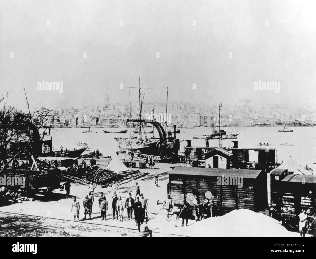 The harbour of Constantinople (Istanbul) during World War I. Turkey ...
