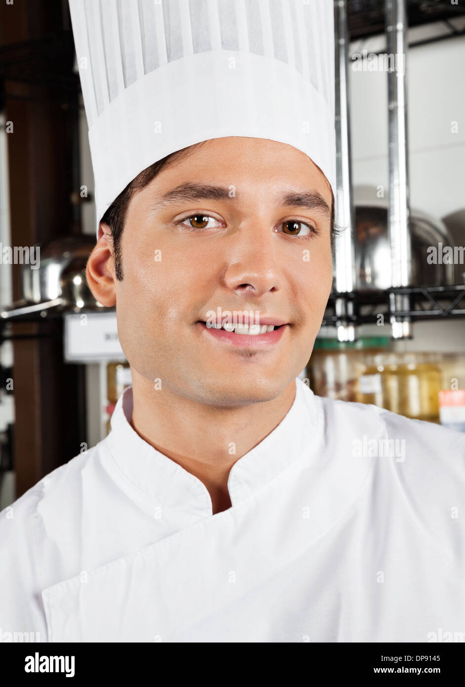 Happy Male Chef In Kitchen Stock Photo - Alamy
