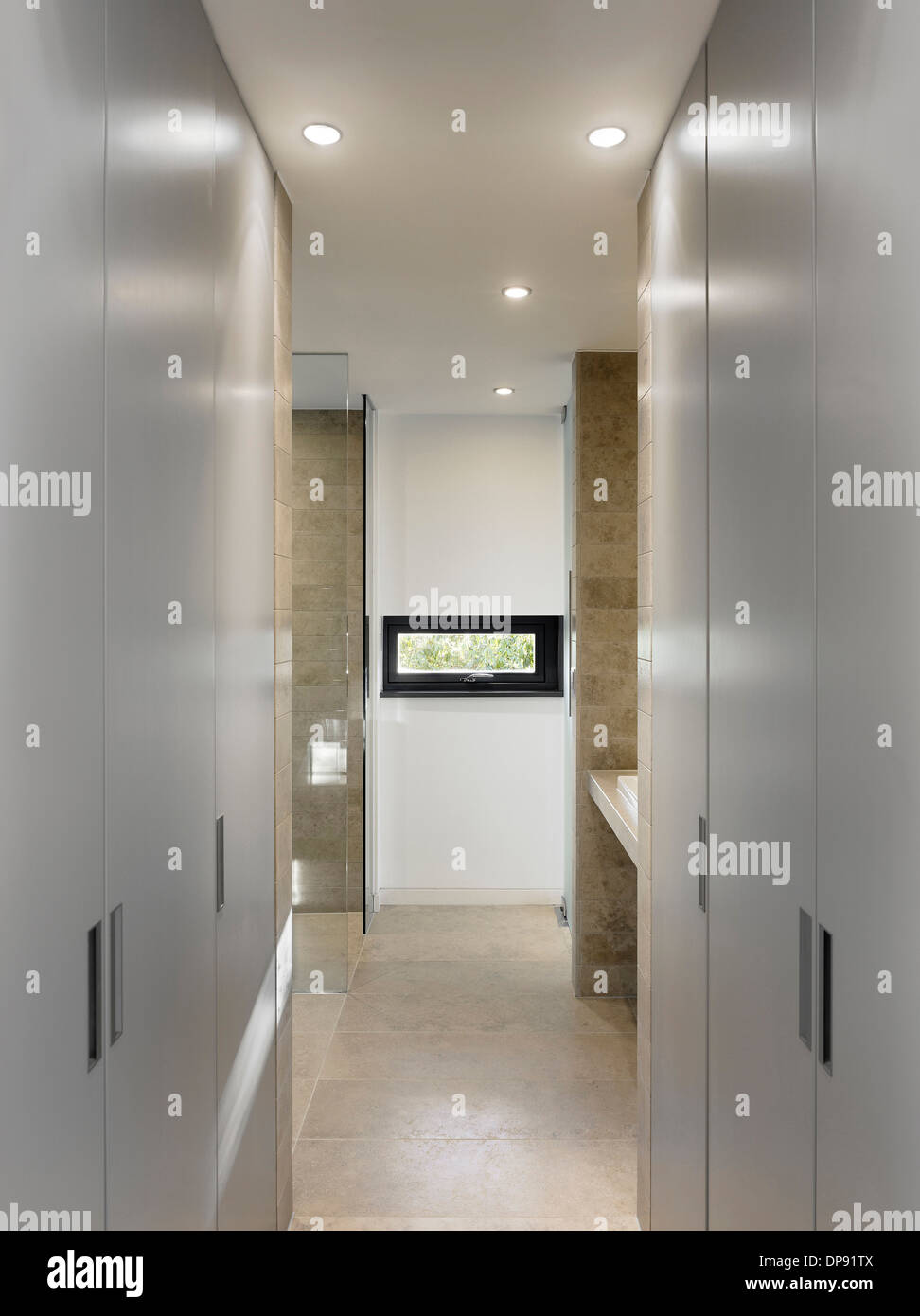 Access corridor in show home, Highfield, Prestbury, Cheshire, UK Stock ...