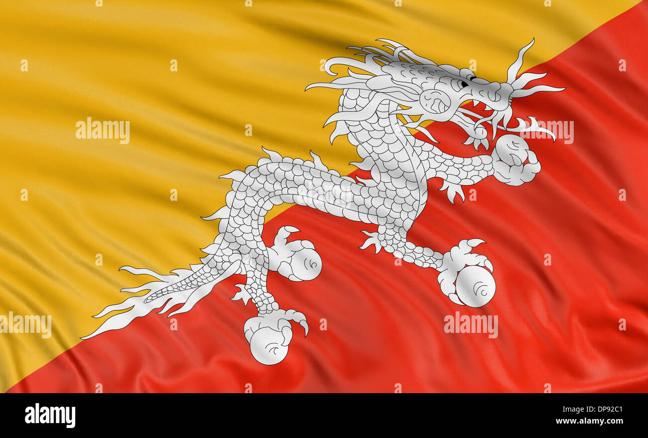 3D Bhutanese flag Stock Photo - Alamy