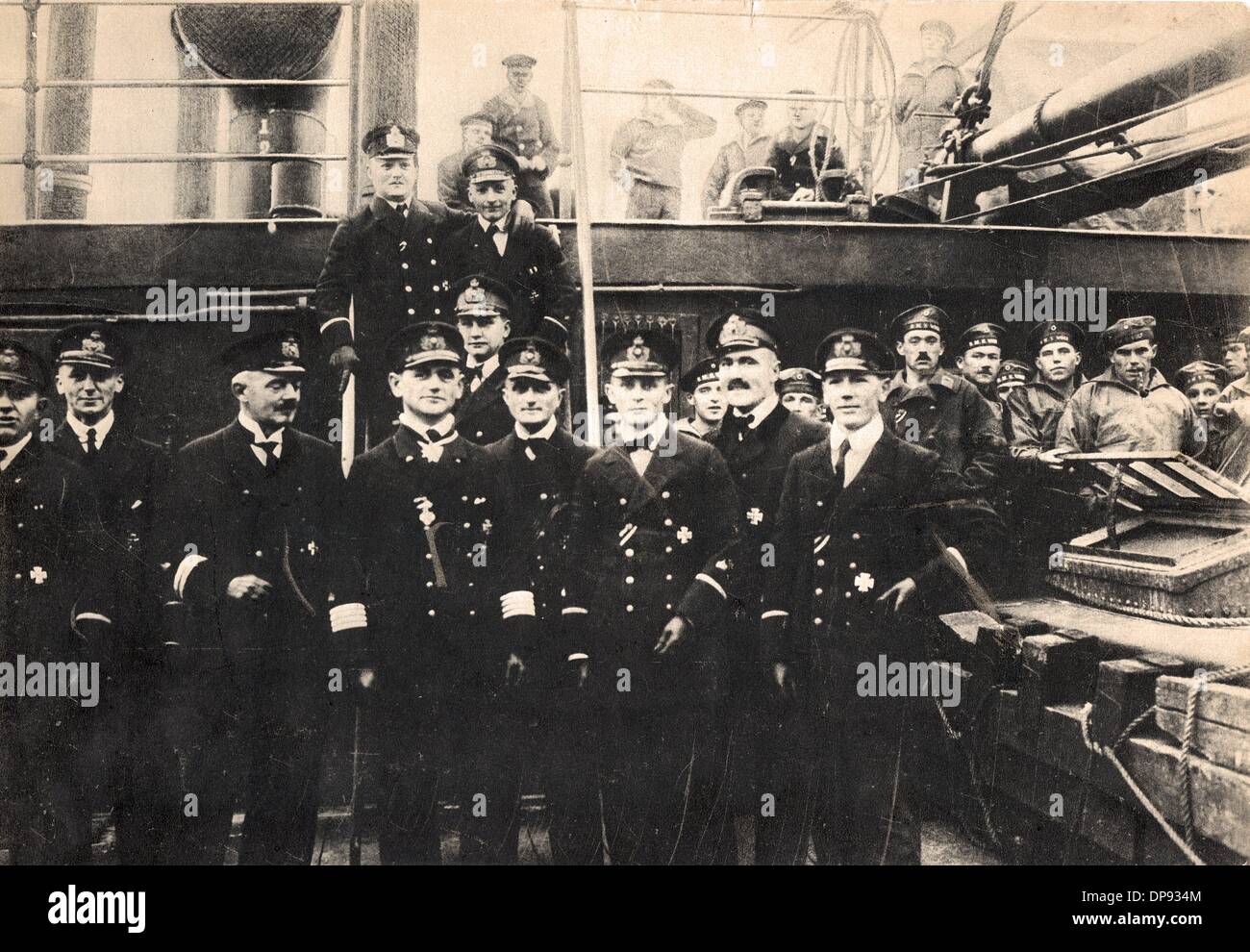 Naval Officer Karl-August Nerger (3-l), commander of the auxiliary ...
